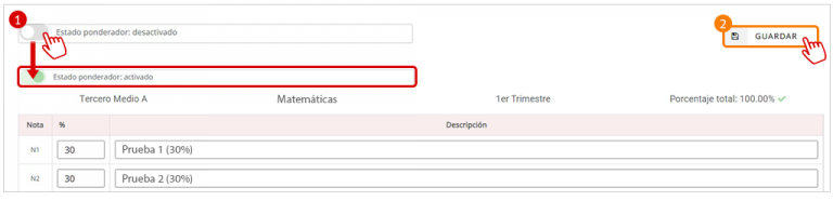 ¿Cómo ajustar las ponderaciones de nota? – Ayuda WebClass